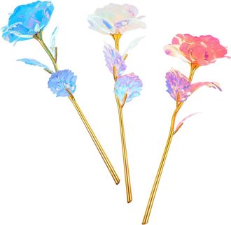 Pretyzoom 3St Rosen künstliche Rose künstliche blüten Valentines Day Blush Rose Lichterketten künstliche Tulpen zum Valentinstag mit künstlichen Blumen das Haus