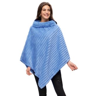 Glamexx24 Damen Poncho Eleganter Cape Winterfell-Poncho mit Rundhalsausschnitt, dicker Umhang aus warmem Strickfell