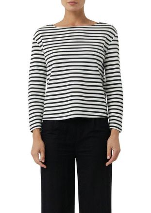 Comma Sweatshirt zeitloses Design mit modernem U-Boot-Ausschnitt gestreift, casual, bequem, U-Boot-Ausschnitt, mit Modal