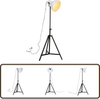 vidaXL Stehleuchte 25 w Wei&szlig; 61x61x90/150 cm E27 - Industrielampen - Stehlampe - Wohnraumleuchte - B&uuml;roleuchte - Metalllampe