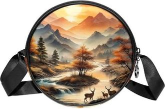 Generic Petit sac &agrave; bandouli&egrave;re Circle pour femme, petit sac &agrave; bandouli&egrave;re avec fermeture &eacute;clair, bretelles r&eacute;glables, sac &agrave; main rond d&eacute;contract&eacute; pour femmes