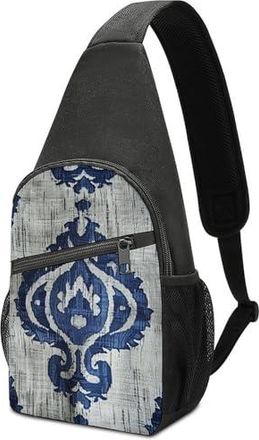 Generic Antivol Sacoche Porté épaule Motif Tie Dye bleu Sac De Poitrine Réglable,Multifonction Crossbody Bag pour école Voyage Cyclisme