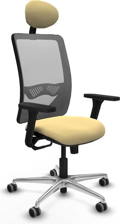 Piqueras y Crespo Leiser Stuhl mit Rollen Zulema mit 3D-Armen, h&ouml;henverstellbarer Lendenwirbelst&uuml;tze und festem Kopfteil, ausgestattet mit 3 Positionen und Schneidschau