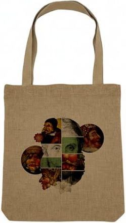 Fabulous Sac Shopping Tote Bag Aspect Lin - Arcimboldo Collage Art Artiste Peinture Fleurs Fruits - Sac de Courses Toile Epaisse 360g Beige Naturel Cabas Port&eacute;