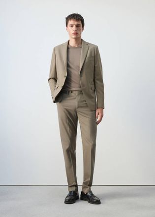 Mango Veste costume Tur&iacute;n 100 % laine marron moyen - Homme - 46 - MANGO MAN