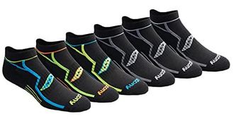 Saucony Bolt Performance Comfort Fit Lot de chaussettes invisibles pour homme, Noir (6 paires), 15-17 Big