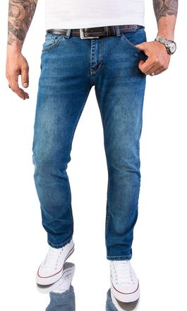 Rock Creek Herren Jeans Hose Slim Fit Stretch Jeans Herrenjeans Herrenhose Denim Stonewashed Blau Raw RC-2147 Dabuwall W38 L30