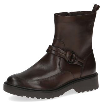 Caprice Damen Stiefeletten ohne Absatz Memotion aus Leder Flach Weite G, Braun (Dk Brown Nappa), 38 EU