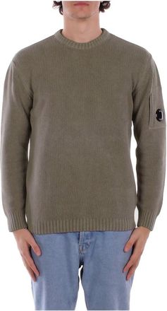 C.P. Company C.p. Company, Homme, Pulls, Gris, Taille: M Pull Ras du Cou en Chenille de Coton