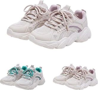Generic Chaussures de sport d&eacute;contract&eacute;es pour femme avec doublure en maille respirante - Chaussures de course &agrave; pied antid&eacute;rapantes et confortables &agrave; lacets 