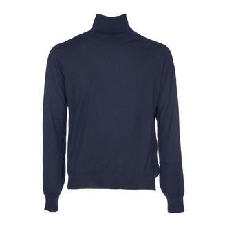 Herno Blauer Strickpullover mit hohem Kragen und langen &Auml;rmeln - - Knitwear - Herren - Blau - 2XL