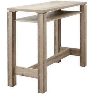 Altobuy Table-bar 120cm avec &eacute;tag&egrave;re aspect bois vieilli - KOLYA