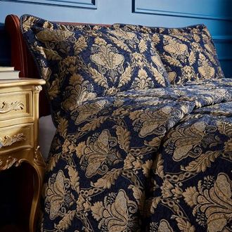 Riva Paoletti Shiraz Blumen-Jacquard-Kissenbezug, Navy