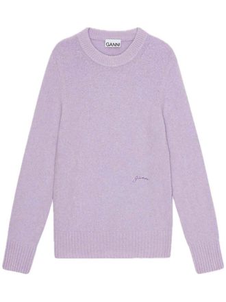 Ganni pull à effet brossé - Violet