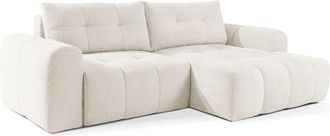Konsimo Ecksofa RAVIA mit Schlaffunktion, Modern-Stil, Premiumqualit&auml;t aus EU, kompakte Gr&ouml;&szlig;e, Boucl&eacute;-Stoff, ausziehbare Liegefl&auml;che (193x150 cm) (wei&szlig;, recht