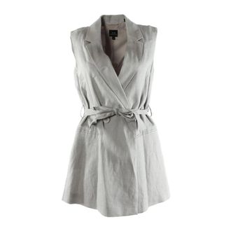 Armani Graue Leinen Baumwolle Damenweste - - Jackets - Damen - Grau - S