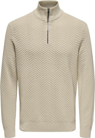 Only & Sons Herren Onsmace Reg 12 Herringbon Half Zip Knit, Silver Lining, S EU