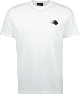 Moncler Homme, Tops, Blanc, Taille: 2XL T-Shirt Motif Logo D&eacute;lav&eacute;