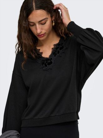 Only Sweatshirt ONLBROOKE L/S LACE CS SWT Baumwollmischung, regular fit
