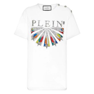 Philipp Plein Femme, Tops, Blanc, Taille: 38 FR T-Shirt Col Rond