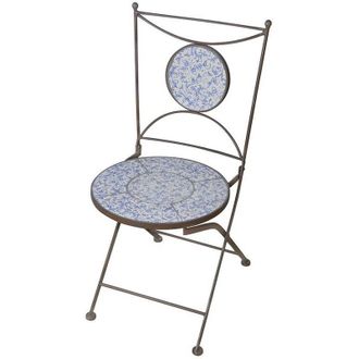 Esschert Design Esschert Design - Chaise en c&eacute;ramique - l 54,2 cm x l 42 cm x h 88,5 cm - Bleu - Livraison gratuite