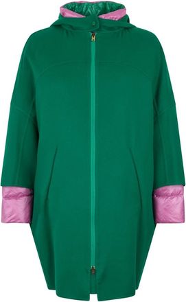 Herno Femme, Manteaux, Vert, Taille: 40 FR Parka 2-en-1 Double Laine et Nylon Ultral&eacute;ger R&eacute;versible