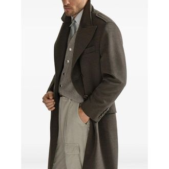 Brunello Cucinelli Virgin Wool Double-Breasted Coat - Green