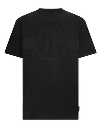 Philipp Plein Round Neck T-Shirt Jacquard Hexagon Line