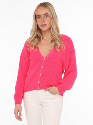 Zwillingsherz Strickjacke Uni One Size, Langarm, Knopfleiste, tiefer V-Ausschnitt, Wollanteil