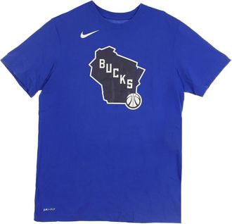 Nike NBA Dry Tee ES Logo City Edition Milbuc - - Sport - Herren - Blau - M