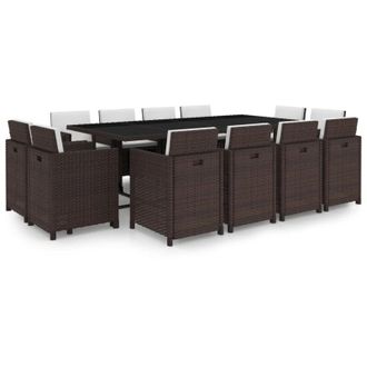 vidaXL Ensemble &agrave; manger dext&eacute;rieur et coussins 13 pcs R&eacute;sine tress&eacute;e vidaXL