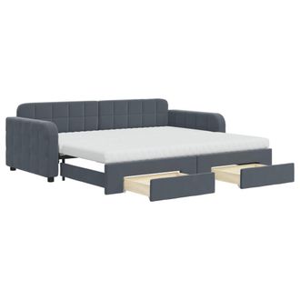 vidaXL Vidaxl - Divano Letto Estraibile Cassetti Grigio Scuro 90x200cm Velluto