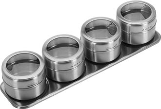 Westmark Gew&uuml;rzdosen-Set/Gew&uuml;rzboard, 5-teilig, mit 4 Edelstahldosen &oslash; 6,5 cm, Volumen je ca. 40 ml, Edelstahl Silber, 65152260