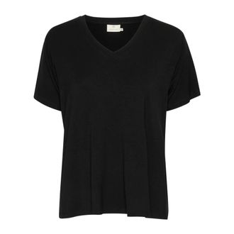 Kaffe KAfrida V-Ausschnitt T-Shirt - - Tops - Damen - Schwarzk - XS