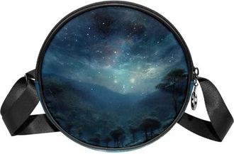 Generic Sac &agrave; bandouli&egrave;re rond pour femme, motif n&eacute;buleuse &eacute;toil&eacute;e, sac &agrave; dos avec fermeture &eacute;clair, bretelles r&eacute;glables, sac &agrave; main rond d&eacute;contract&eacute; pour fem