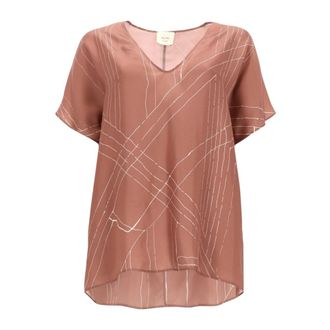 Alysi Tunique imprim&eacute; abstrait col V - Femme - Blouses et Chemises - Beige - Taille: 38 FR
