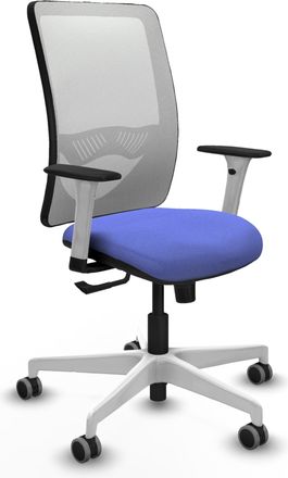 Piqueras y Crespo Blauer Schreibtischstuhl Zulema mit wei&szlig;en und schwarzen Armlehnen, h&ouml;henverstellbare Lendenwirbelst&uuml;tze, ausgestattet mit 3 Positionen und Schneidsch