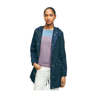 Brooks Brothers Femme, Manteaux, Bleu, Taille: 36 FR Anorak &agrave; Capuche R&eacute;sistant &agrave; lEau