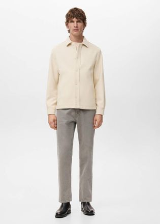 Mango Flanell-Overshirt mit Kn&ouml;pfen sandfarben - Herren - XXL - MANGO MAN