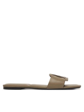 Calvin Klein Pantoletten Square Flat Sandal Emblem HW0HW03128 Beige