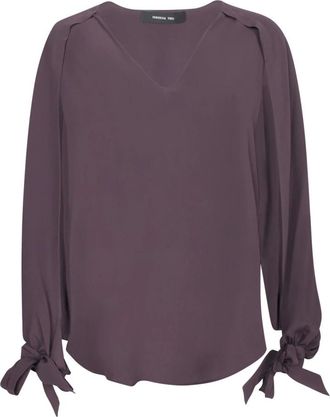 Federica Tosi Femme, Blouses et Chemises, Violet, Taille: 34 FR Blouse &agrave; encolure en V et poignets &agrave; nouer