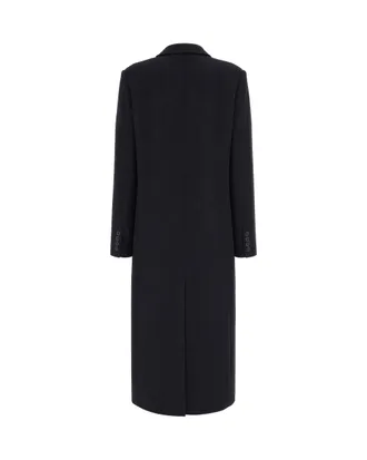 Max Mara Womens Double-Breasted Wool Drape Coat Black Virgin