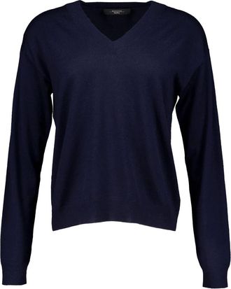 Max Mara Femme, Pulls, Bleu, Taille: 40 FR Fiocchi V-neck Knit