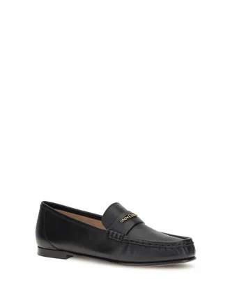 Chlo&eacute; Womens Leather Loafers Black Calf Bos Taurus