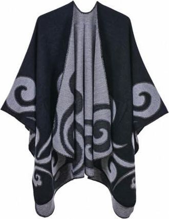 Generic Poncho Femme Hiver Chaud Chale Femme Hiver Chaud Cape Femme Effet enveloppant Ch&acirc;le Oversize Manches Chauve-Souris Look Tendance Automne-Hiver