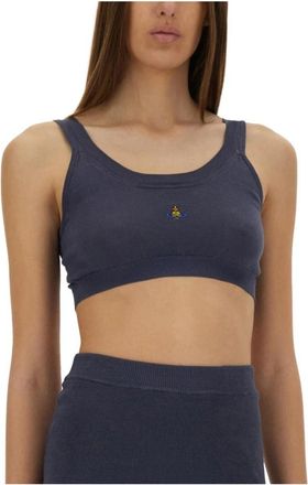 Vivienne Westwood Orb Logo Ribbed Crop Top - - Tops - Damen - Grau - L