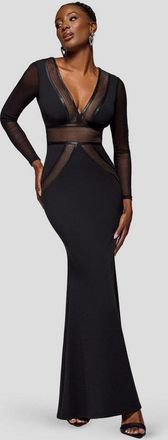 Goddiva Maxikleid Front Crossover Lurex Split Maxi Dress Langes Kleid, tiefer Ausschnitt, Meerjungfrau