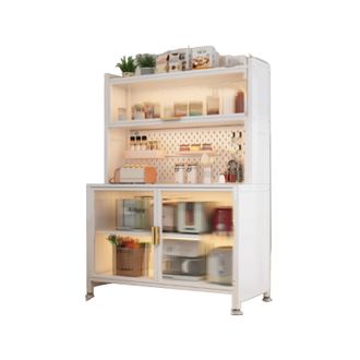 Generic Sideboard, ger&auml;umiger Schrank aus kaltgewalztem Stahl, mit Durchf&uuml;hrungen for die elektrische Verkabelung und transparenten Schrankt&uuml;ren, geeignet for