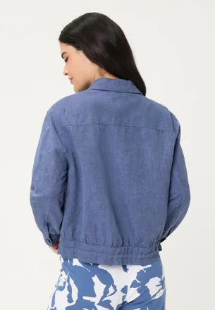 Olsen Kurzjacke aus Leinen-Baumwollmix mit Tunnelzug