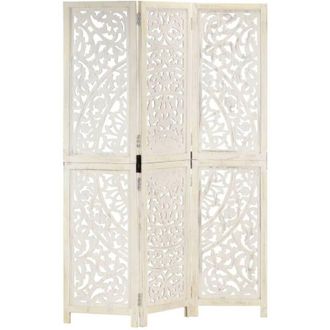 vidaXL Vidaxl - Cloison de s&eacute;paration 3 panneaux Blanc 120x165 cm Bois manguier